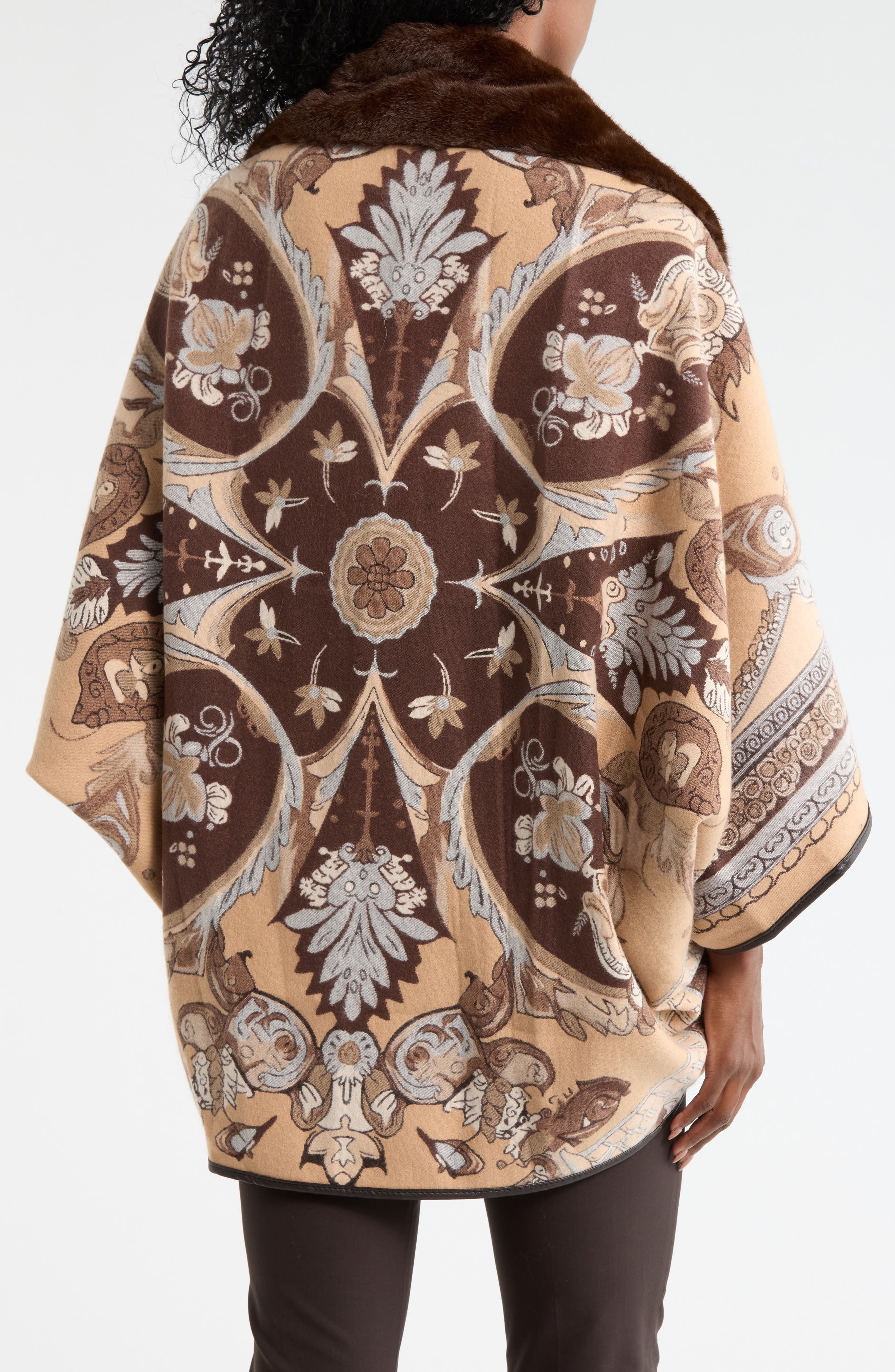 La Fiorentina Faux Fur Trim Cocoon Cape | Nordstromrack