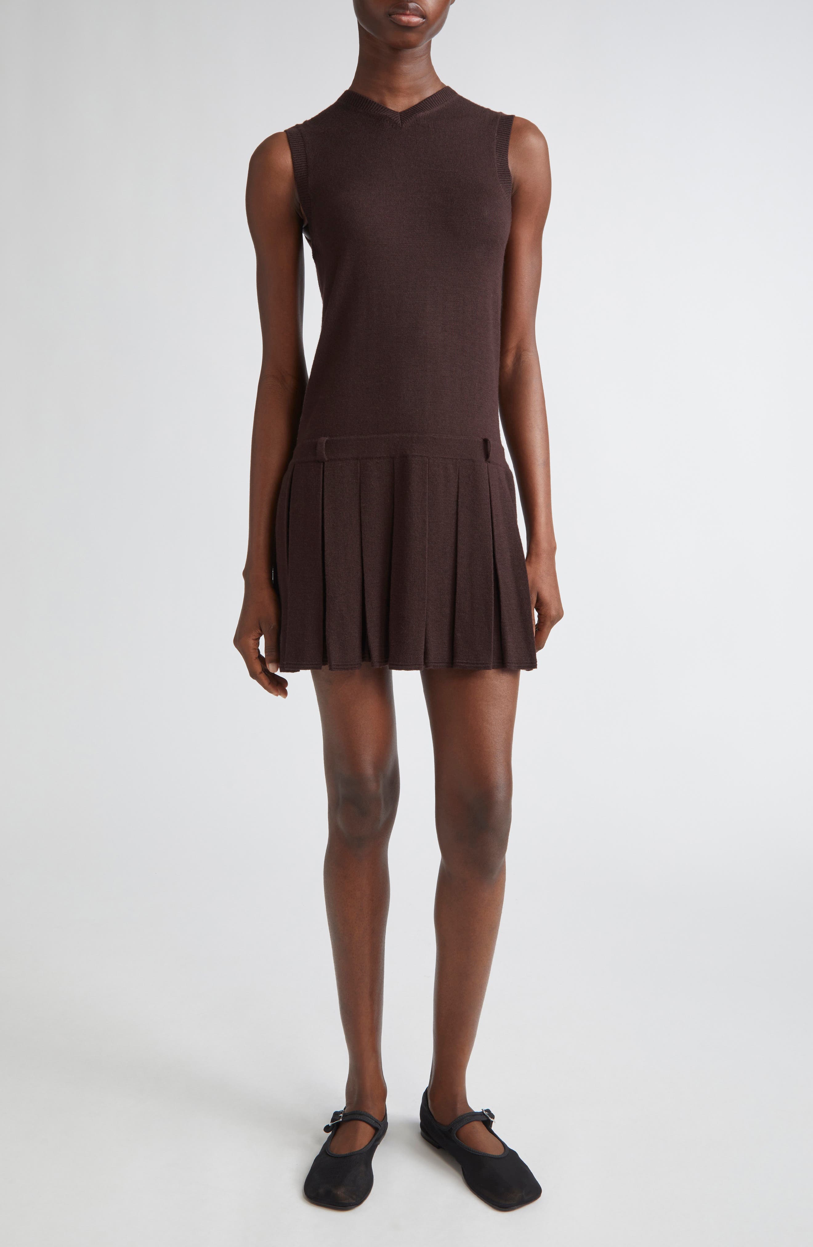 Sandy Liang Millie Pleated Merino Wool Sweater Dress | Nordstrom