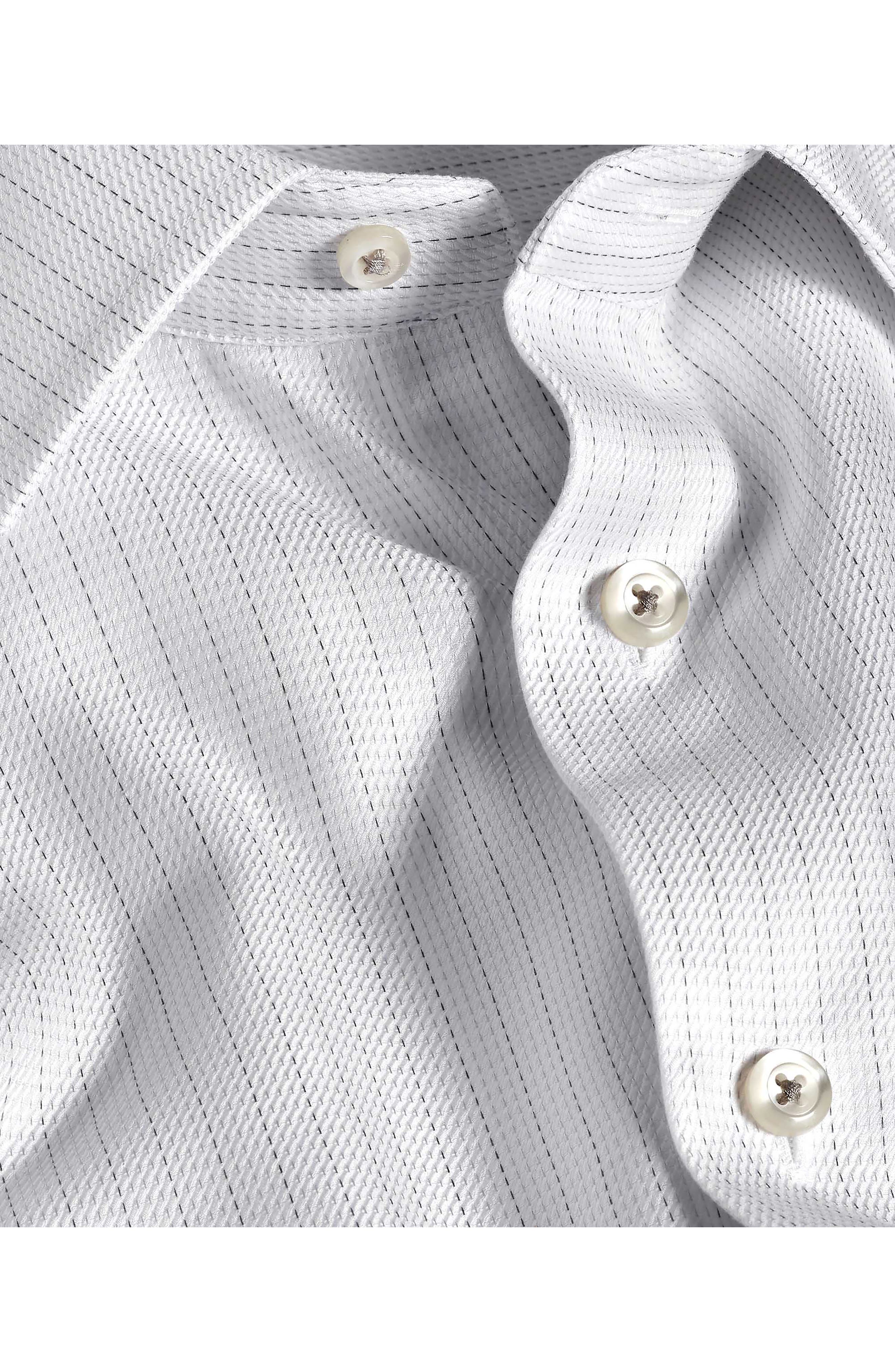 David Donahue Trim Fit Dobby Stripe Cotton Dress Shirt | Nordstrom