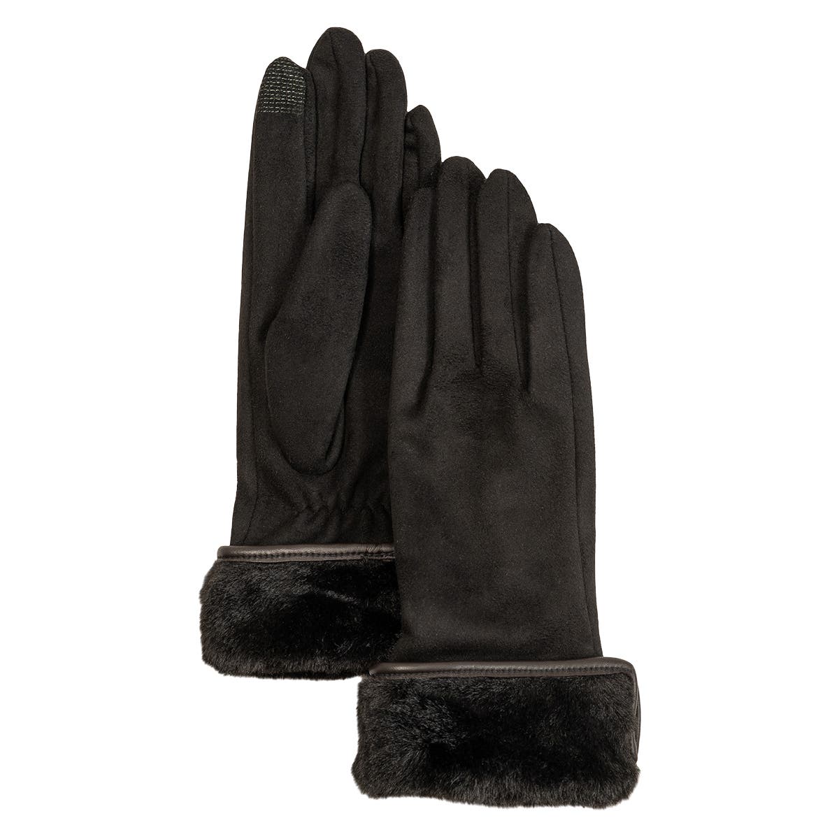 Echo Stretch Suede Fold-Up Faux Fur Cuff Gloves | Nordstrom