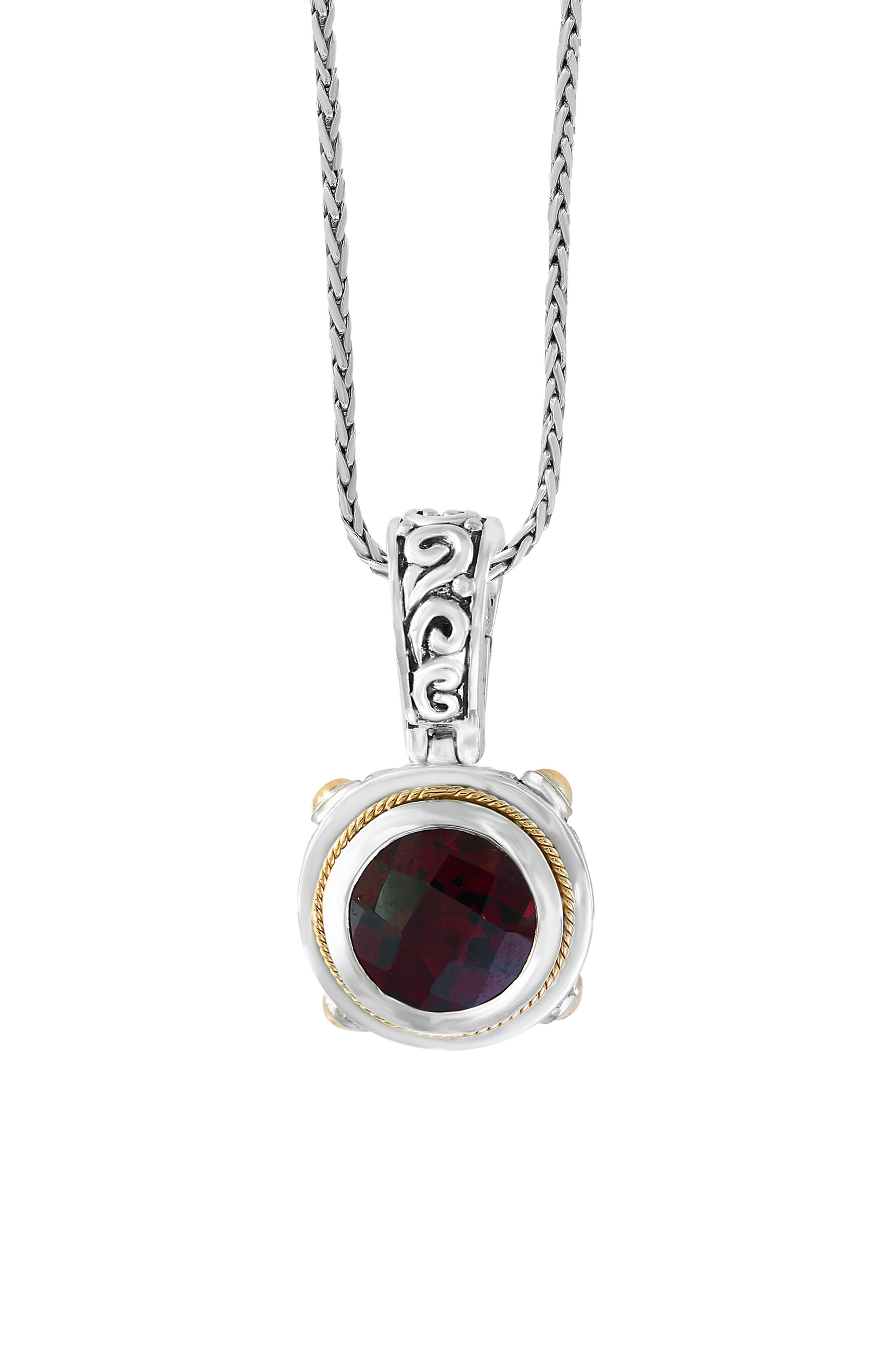 EFFY 18K Yellow Gold & Sterling Silver Garnet Pendant Necklace ...