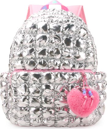 OMG Accessories Kids' Metallic Heart Scrunch Backpack | Nordstrom