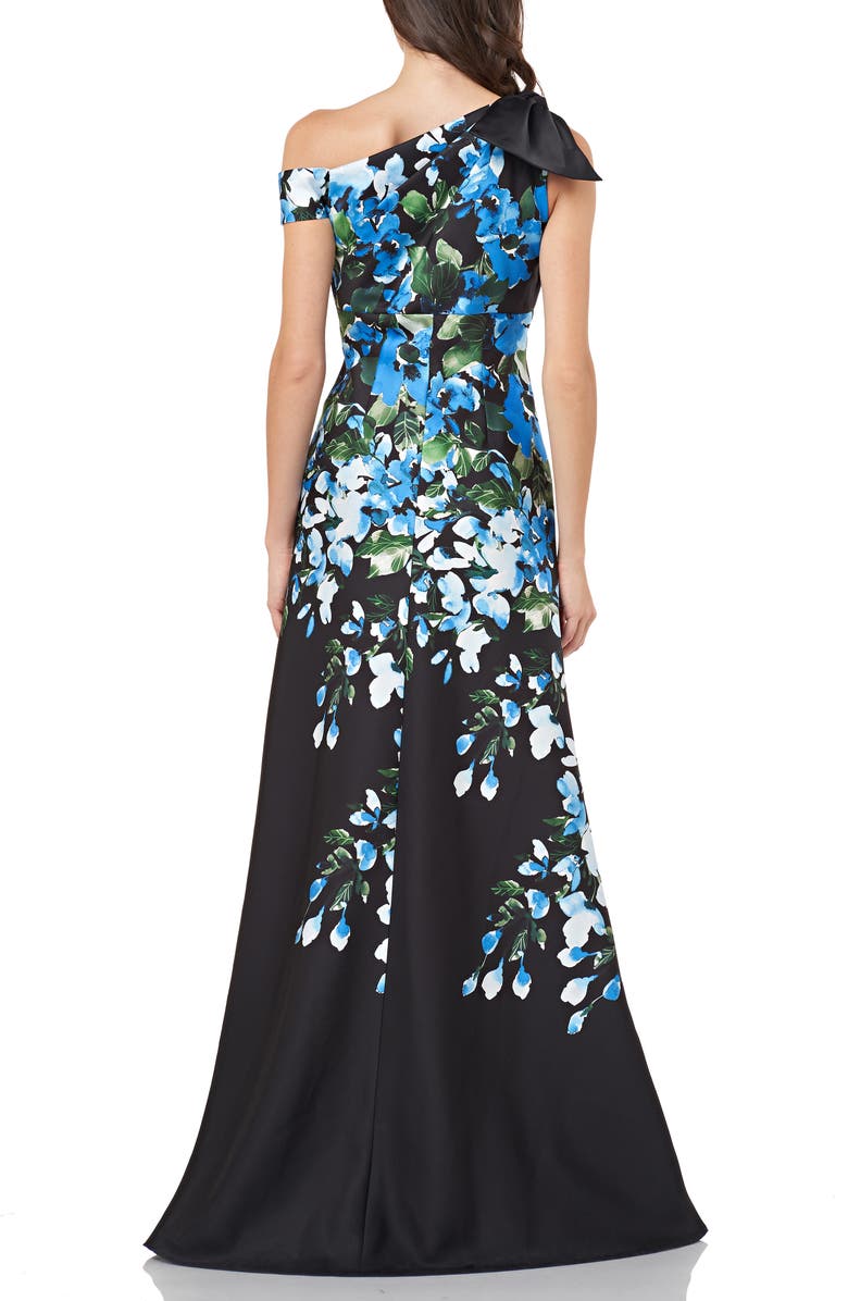 Carmen Marc Valvo Infusion Floral Print Bow Shoulder Gown | Nordstrom