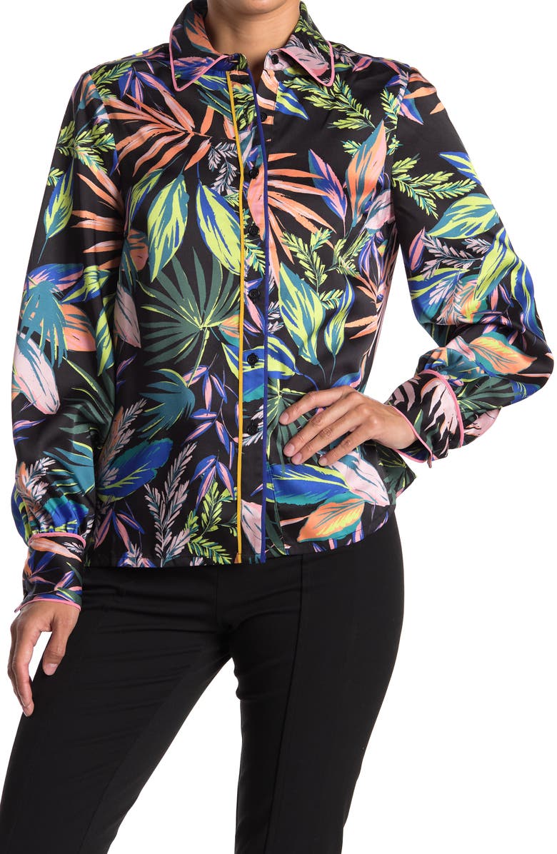 Milly Juliette Tropical Palm Button Front Shirt | Nordstromrack