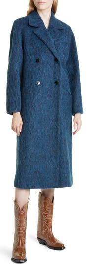 Ganni Fluffy Wool Blend Coat | Nordstrom