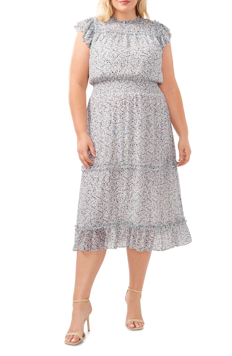 CeCe Floral Ruffle Midi Dress | Nordstromrack