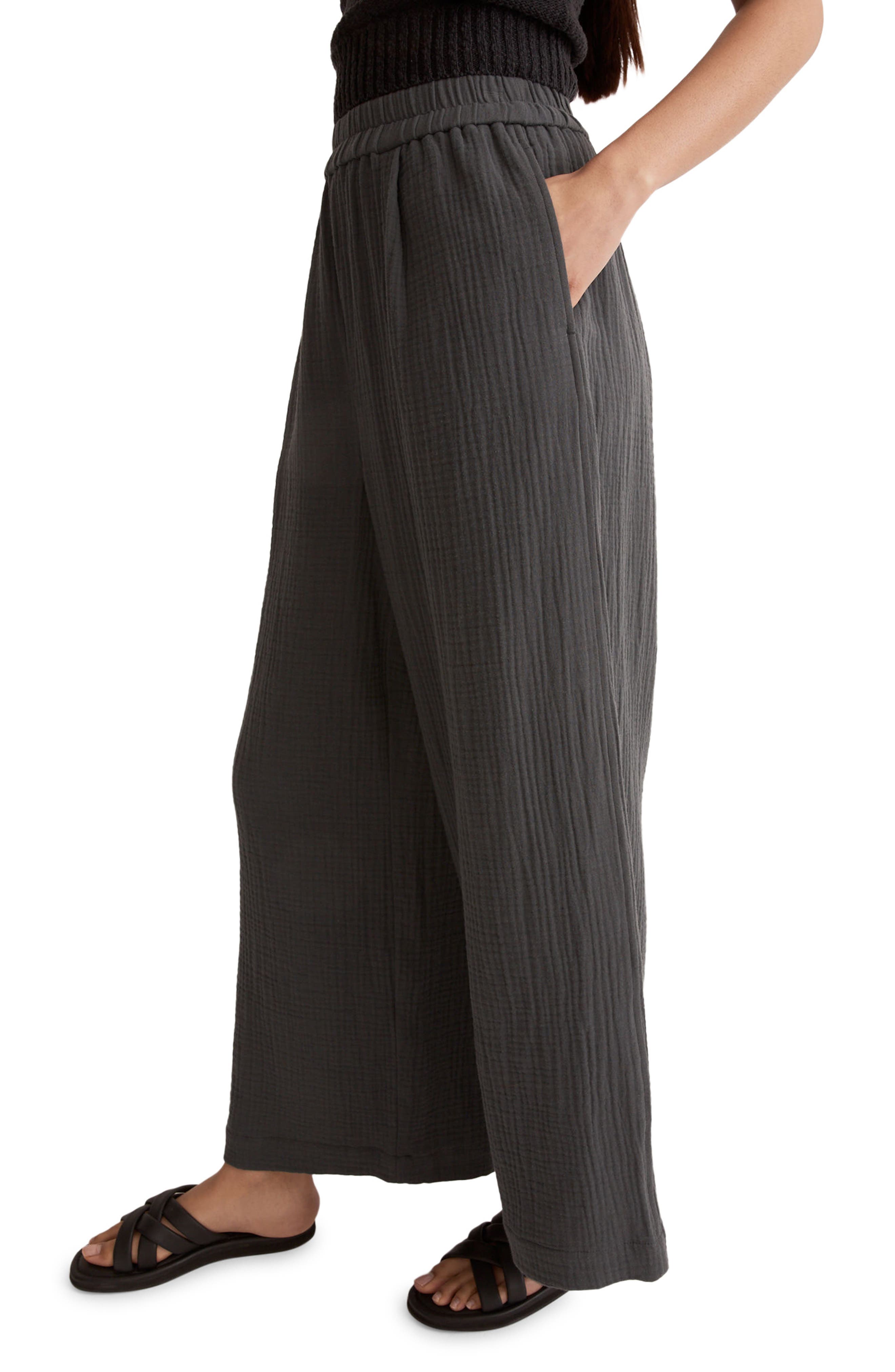 Madewell Lightspun Untailored Crop Wide Leg Pants | Nordstrom