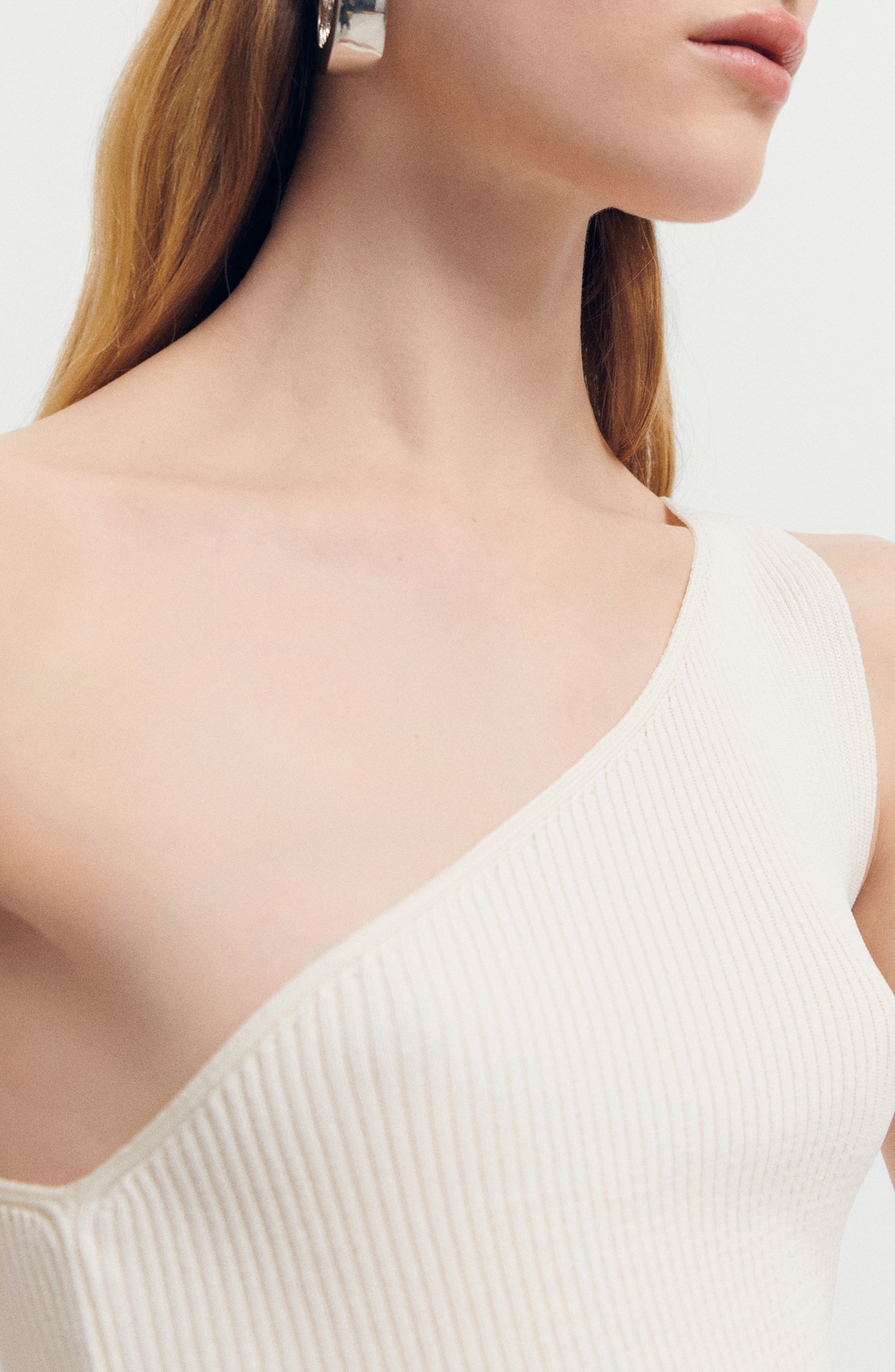MANGO Rib One-Shoulder Bubble Minidress | Nordstromrack