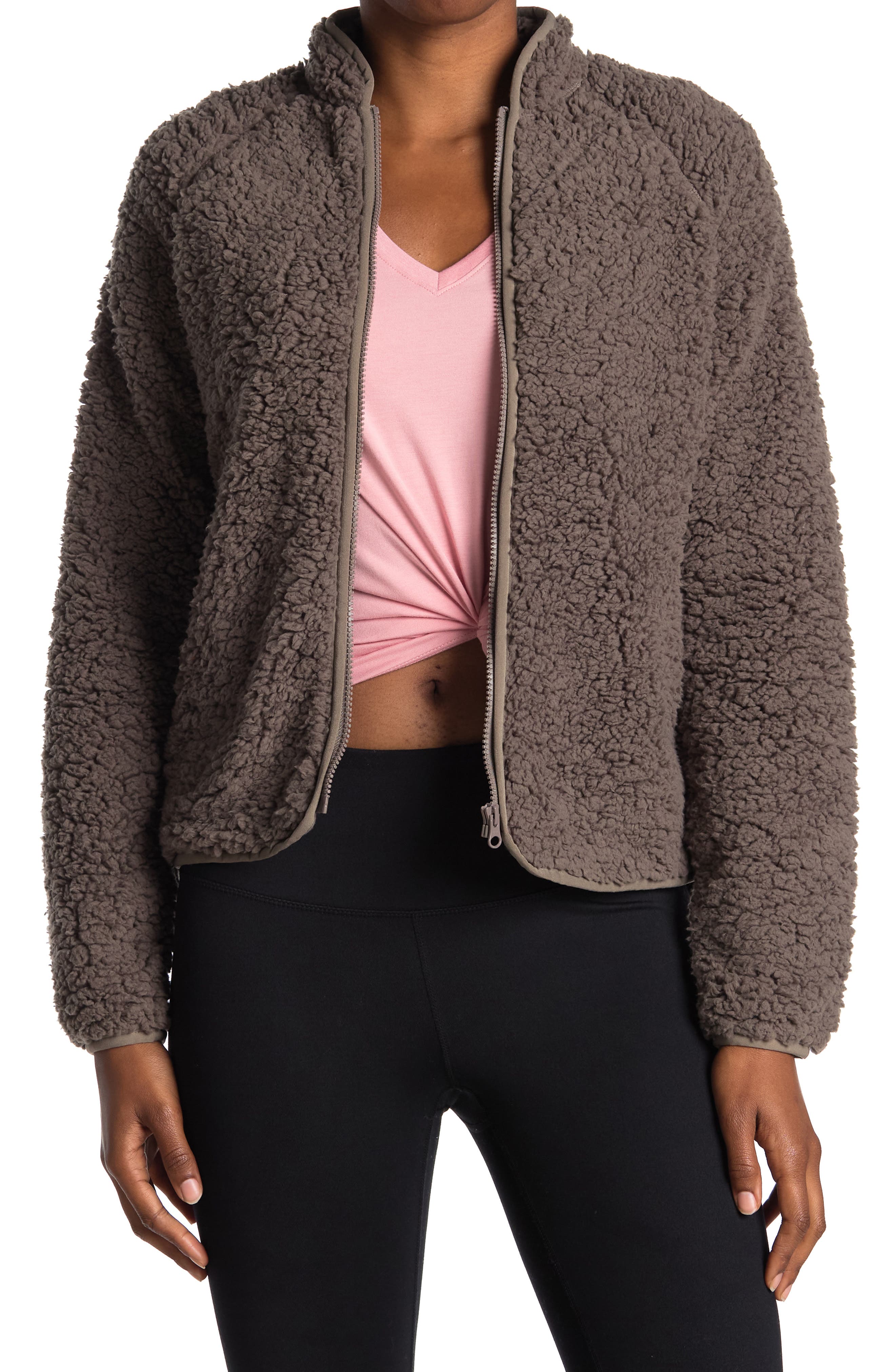 Z by Zella Aura Faux Shearling Zip Front Jacket | Nordstromrack