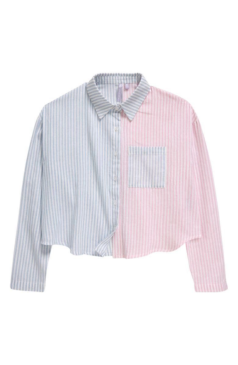 Good Luck Girl Kids' Stripe Two-Tone Button-Up Shirt | Nordstromrack