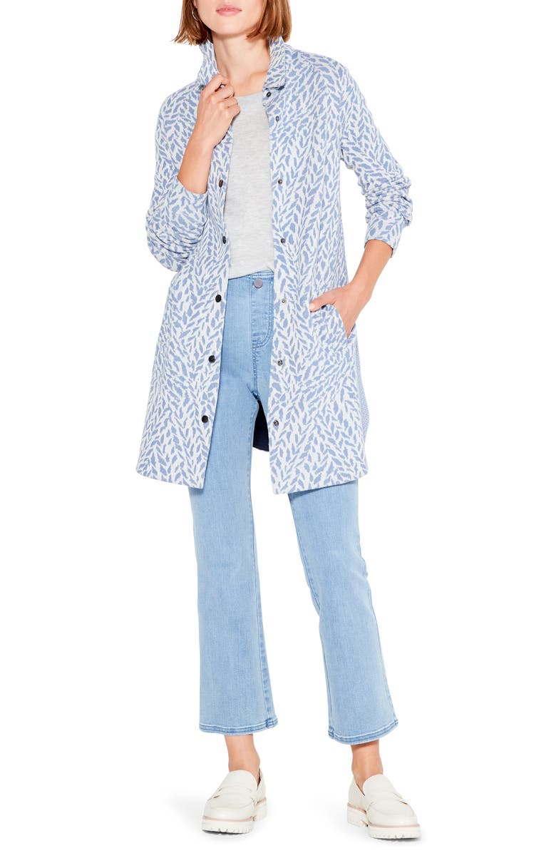 NIC+ZOE Jet Set Leaf Print Cotton Blend Knit Jacket | Nordstromrack
