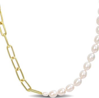 DELMAR 18K Gold Plated Sterling Silver 4.5-5mm Cultured Freshwater ...