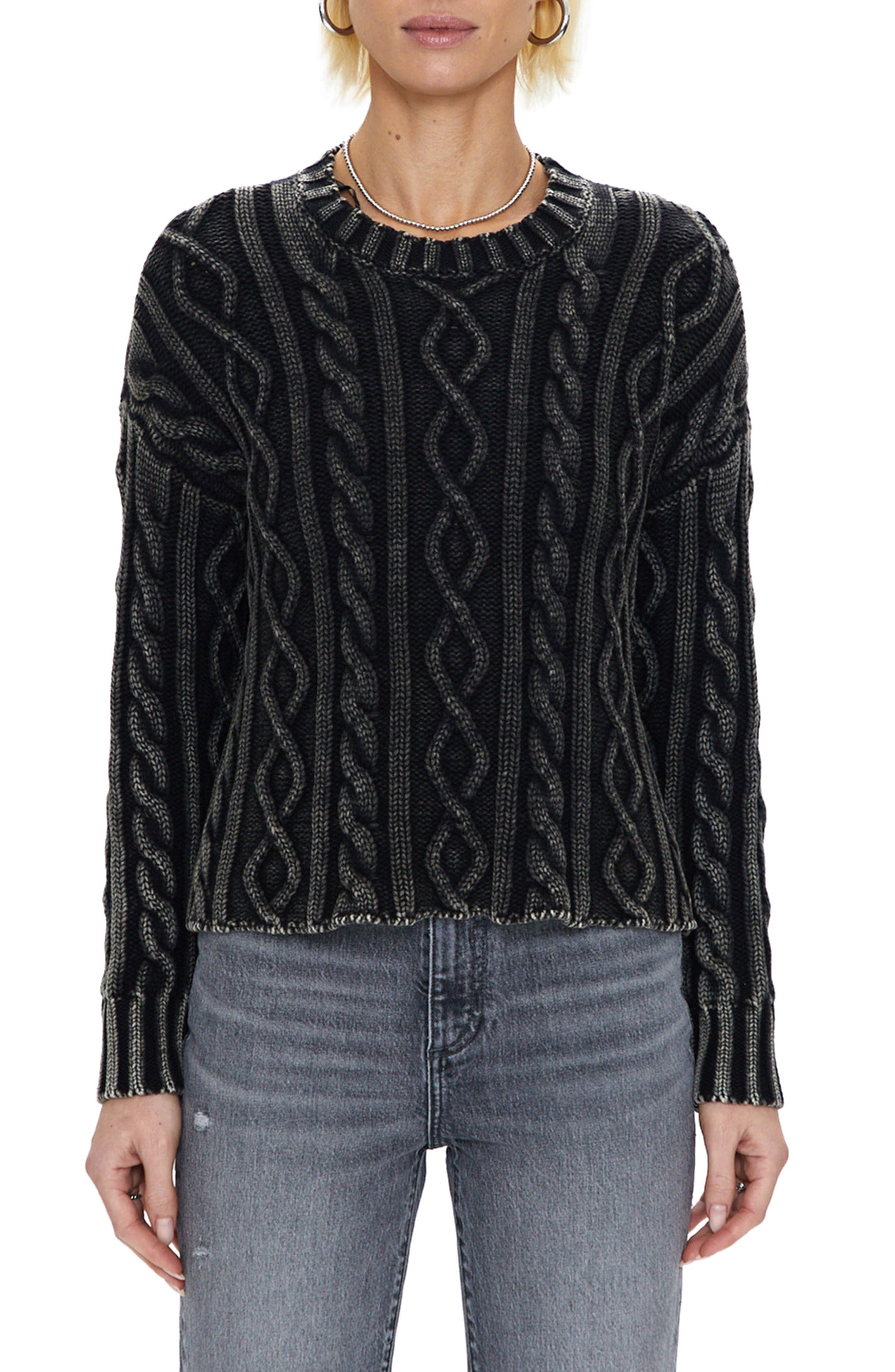 Pistola Eva Rib Knit Frayed Edge Cotton Sweater | Nordstrom