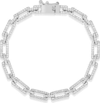 SPHERA MILANO Sterling Silver Pave CZ Chain Link Bracelet | Nordstromrack