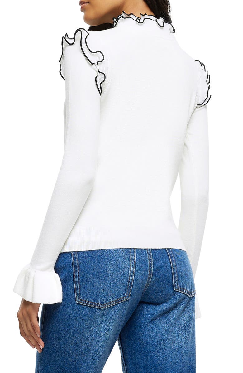 River Island Ruffle Mock Neck Long Sleeve Sweater | Nordstromrack