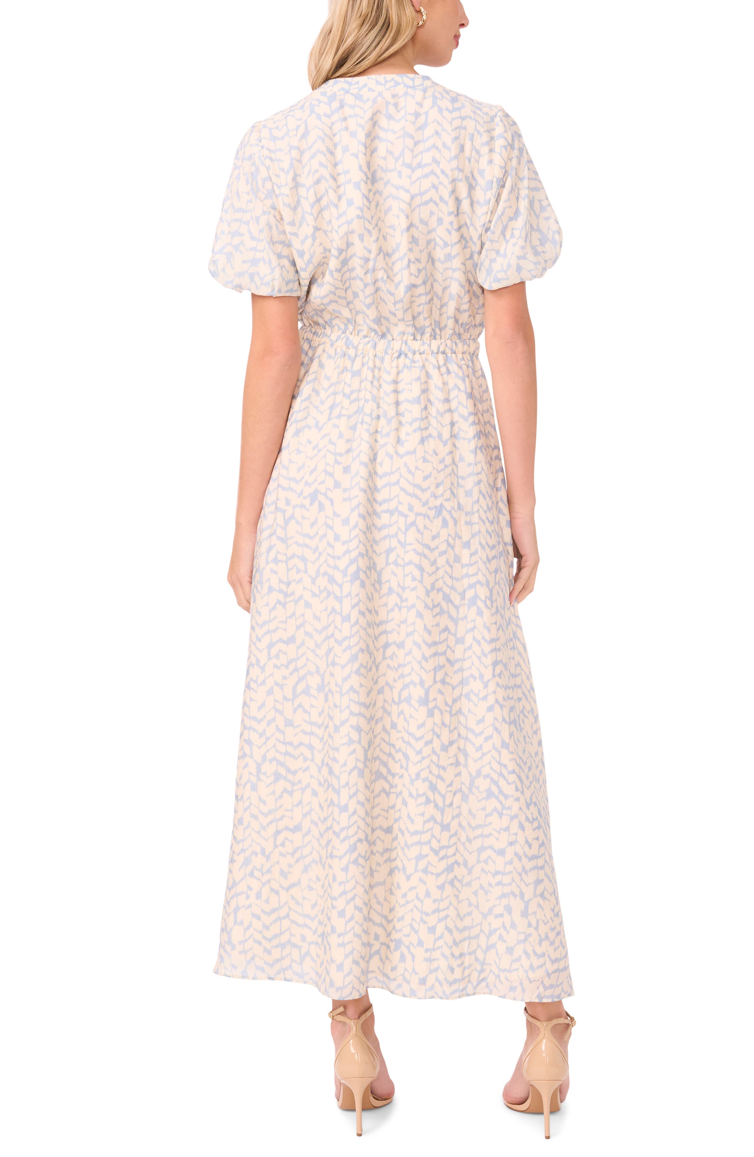 Vince Camuto Abstract Print Puff Sleeve Maxi Dress | Nordstrom