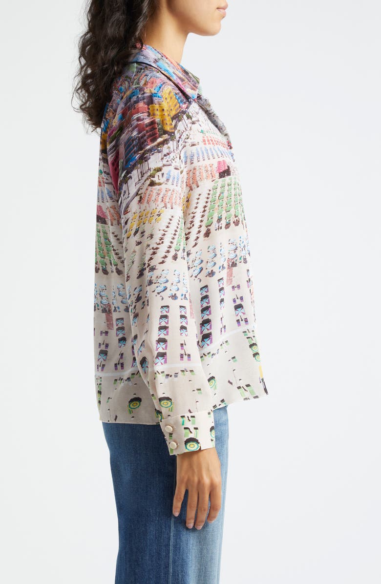 Alice + Olivia Willa Beach Print Silk Button-Up Shirt | Nordstromrack