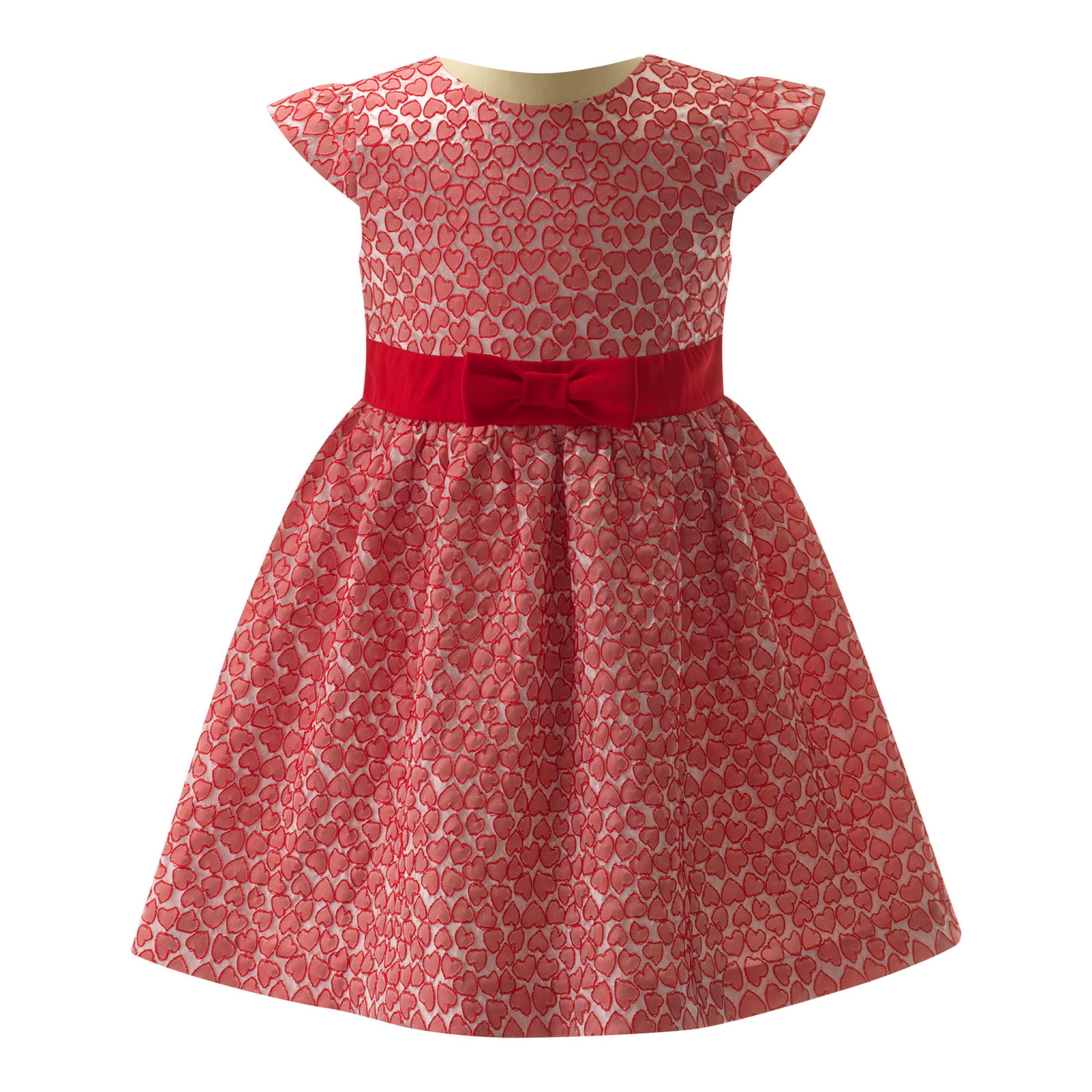 Rachel Riley Kids' Heart Damask Dress In Red | ModeSens