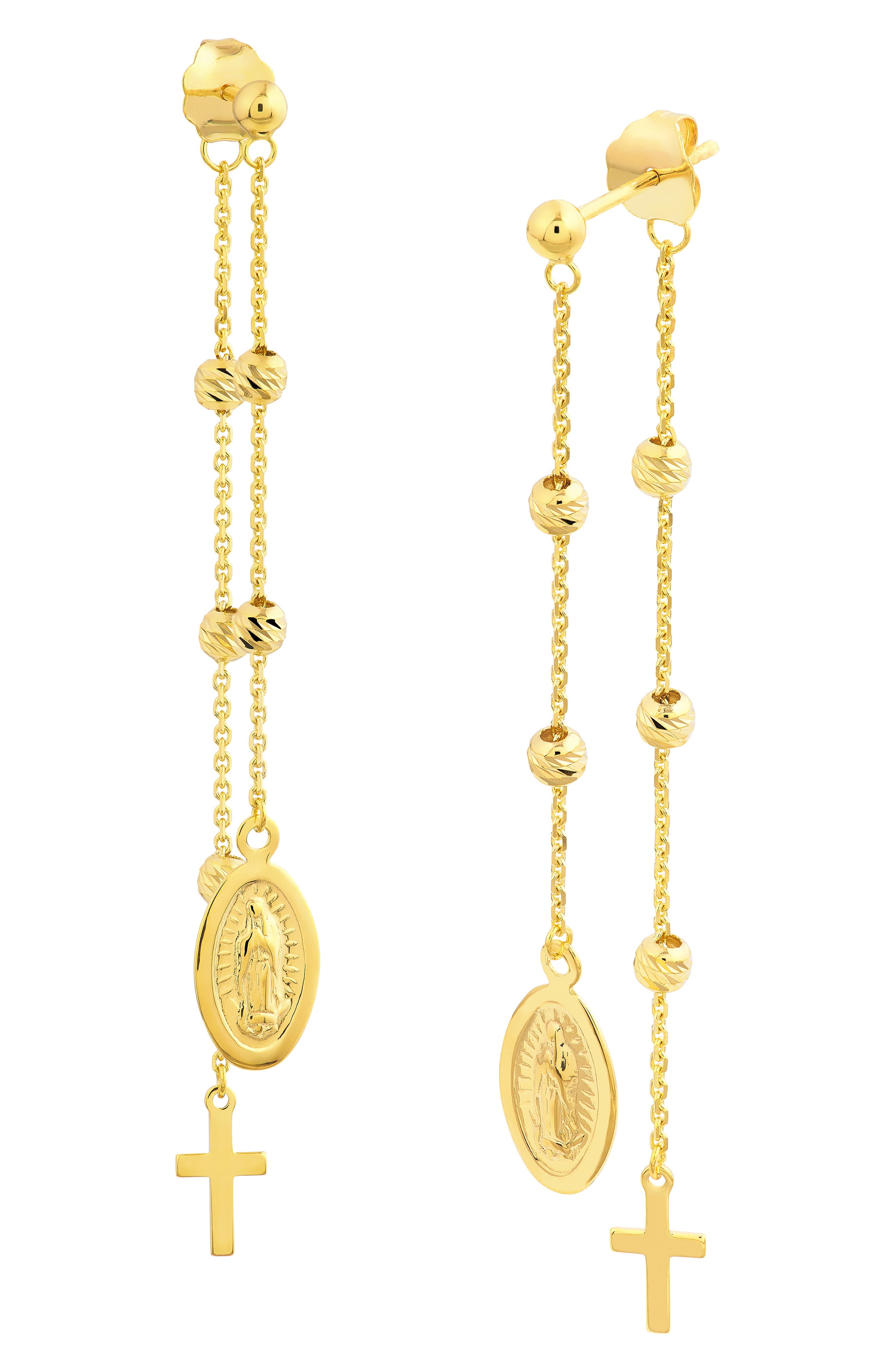Hawley St Religious Charm Front/back Earrings In Yellow Gold | ModeSens