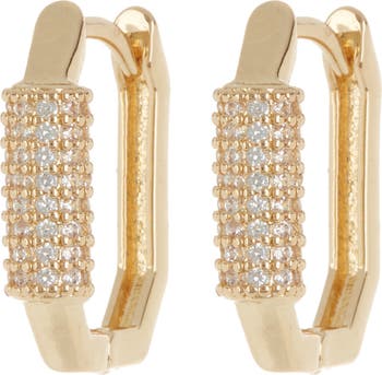 Panacea Pavé Crystal Carabiner Hoop Earrings | Nordstromrack