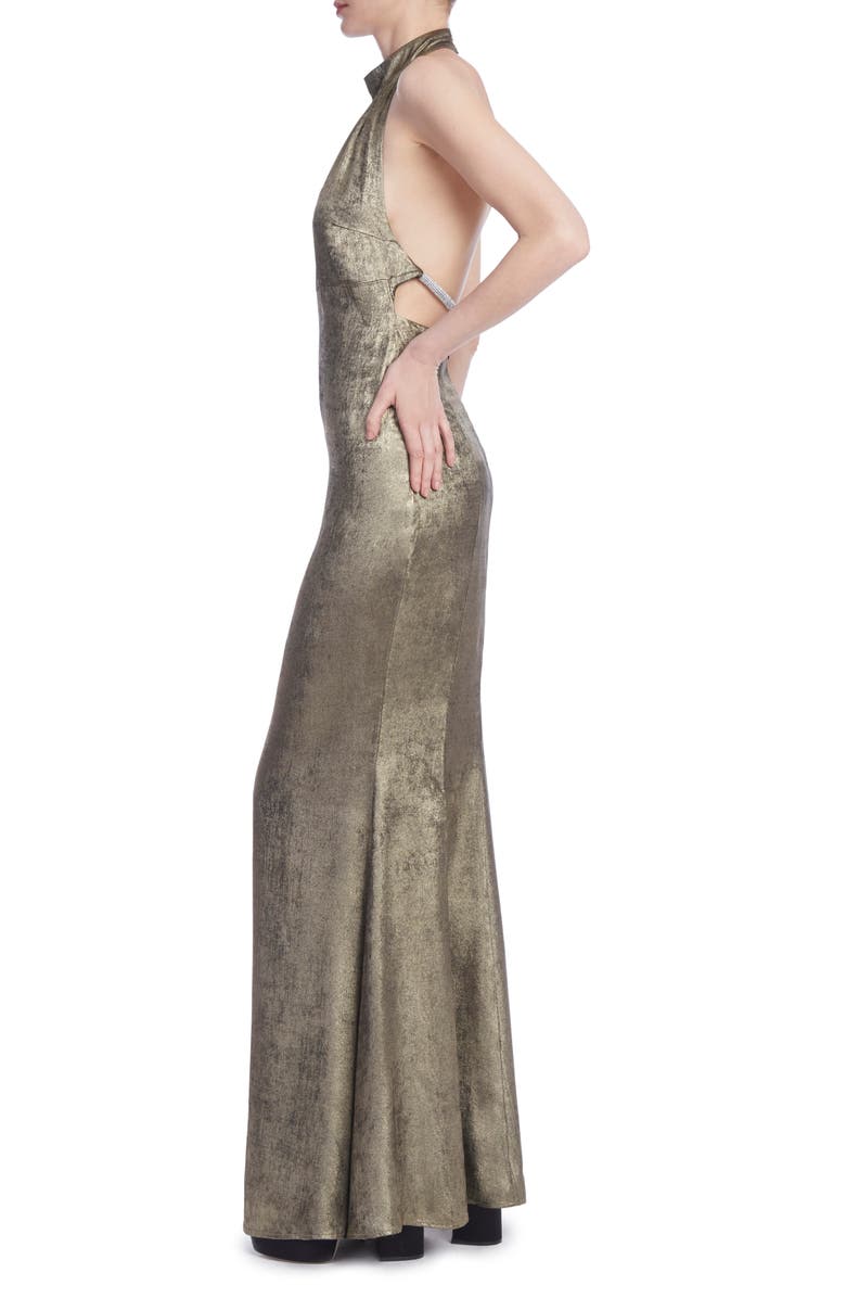 Jewel Badgley Mischka Crystal Trim Halter Neck Mermaid Gown | Nordstromrack
