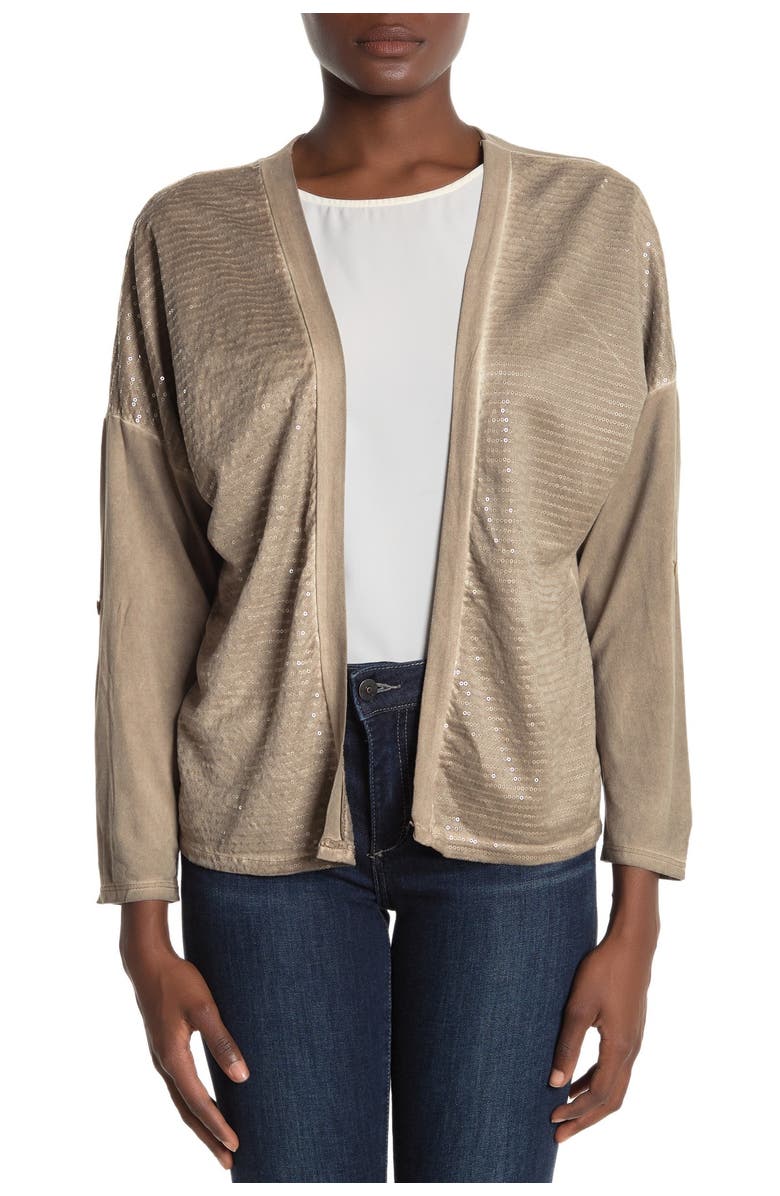 LOLA MADE IN ITALY Sequined Open Front Cardigan | Nordstromrack