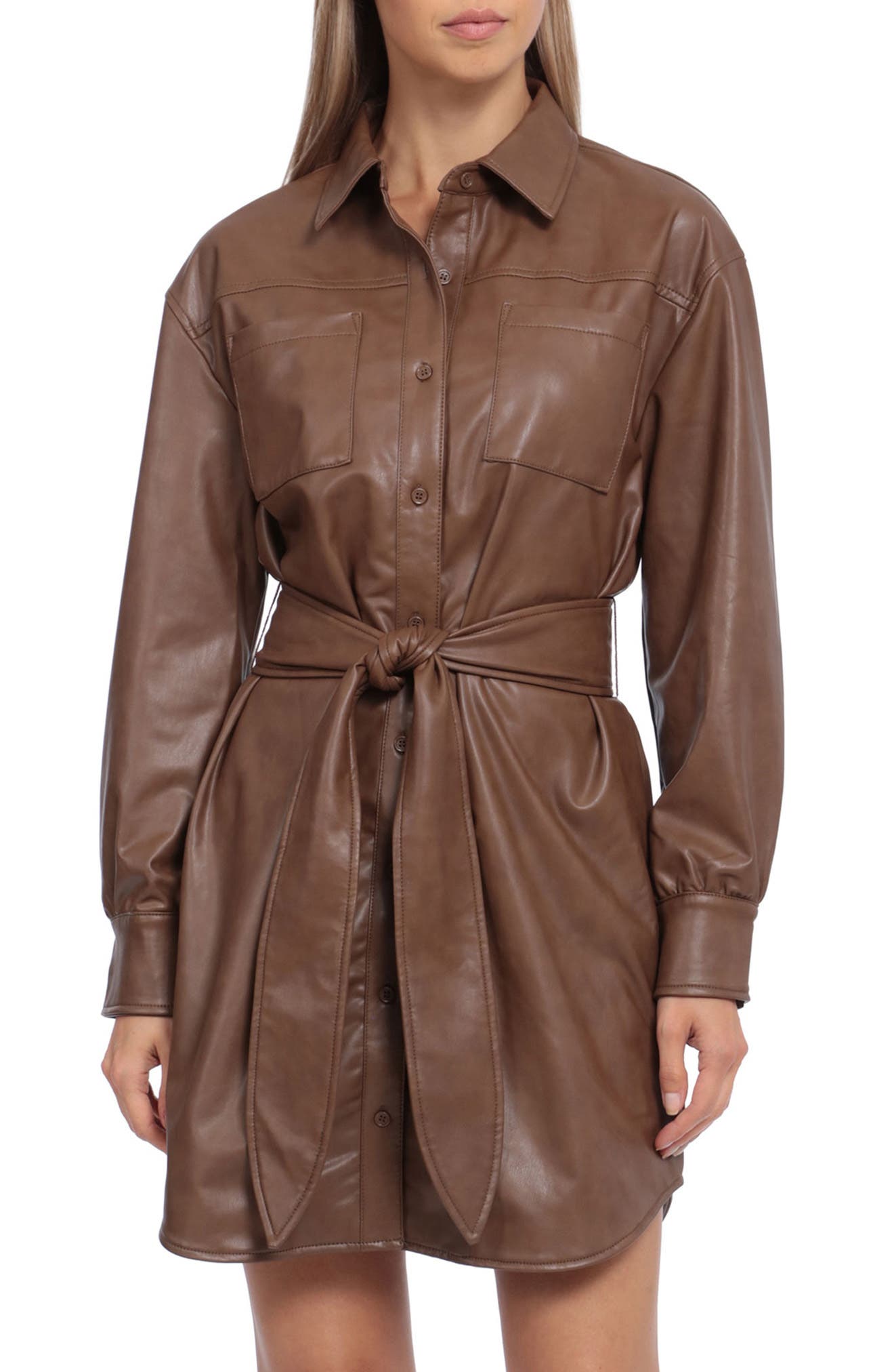 Avec Les Filles Faux Leather Belted Dress (Women) | Nordstromrack