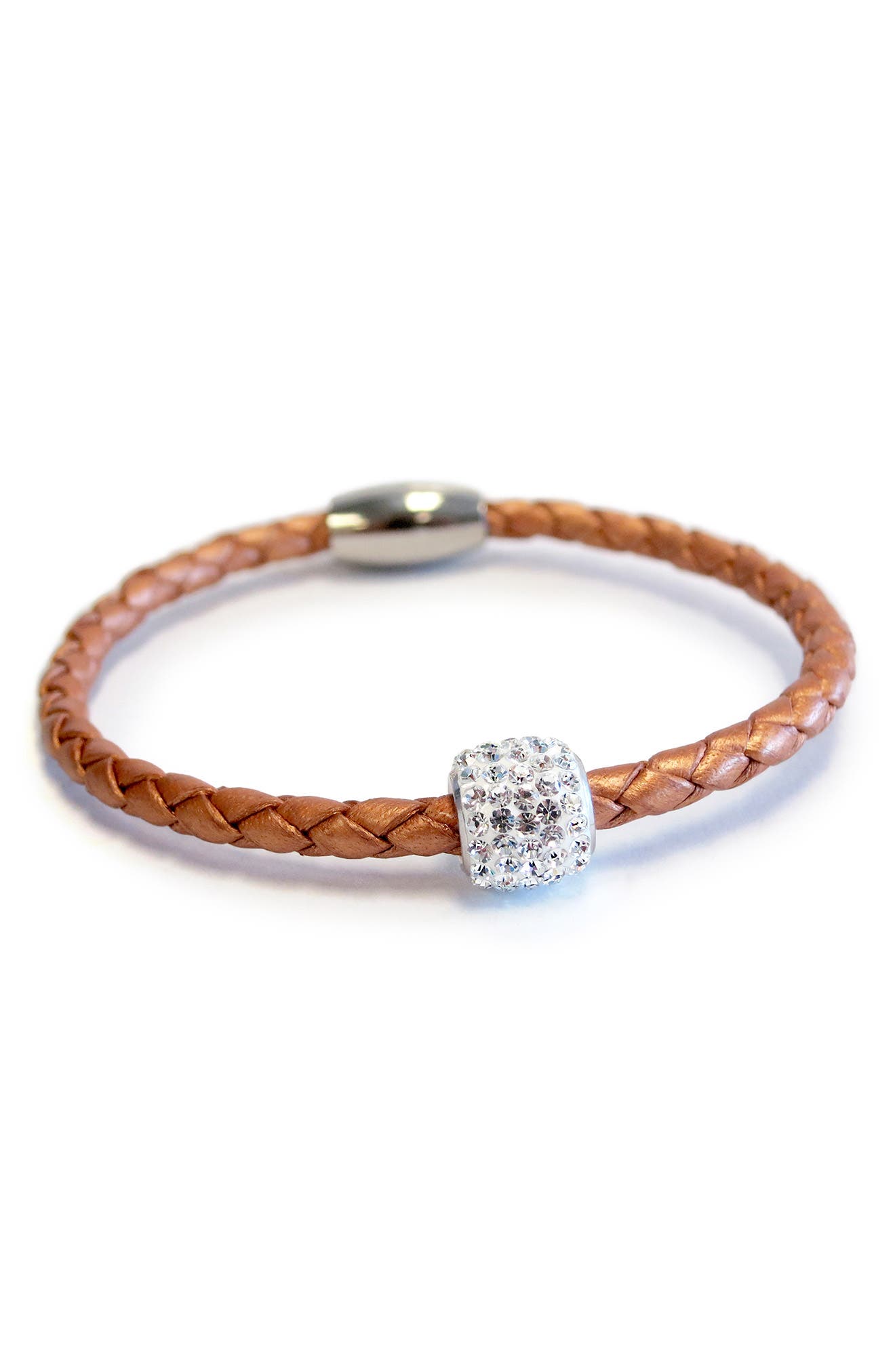 Liza Schwartz Lisa Schwartz Silver Plated CZ Bedazzle Braided Leather ...