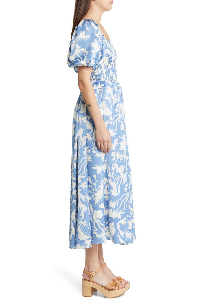 MOON RIVER Abstract Print Smocked Bodice Dress | Nordstromrack