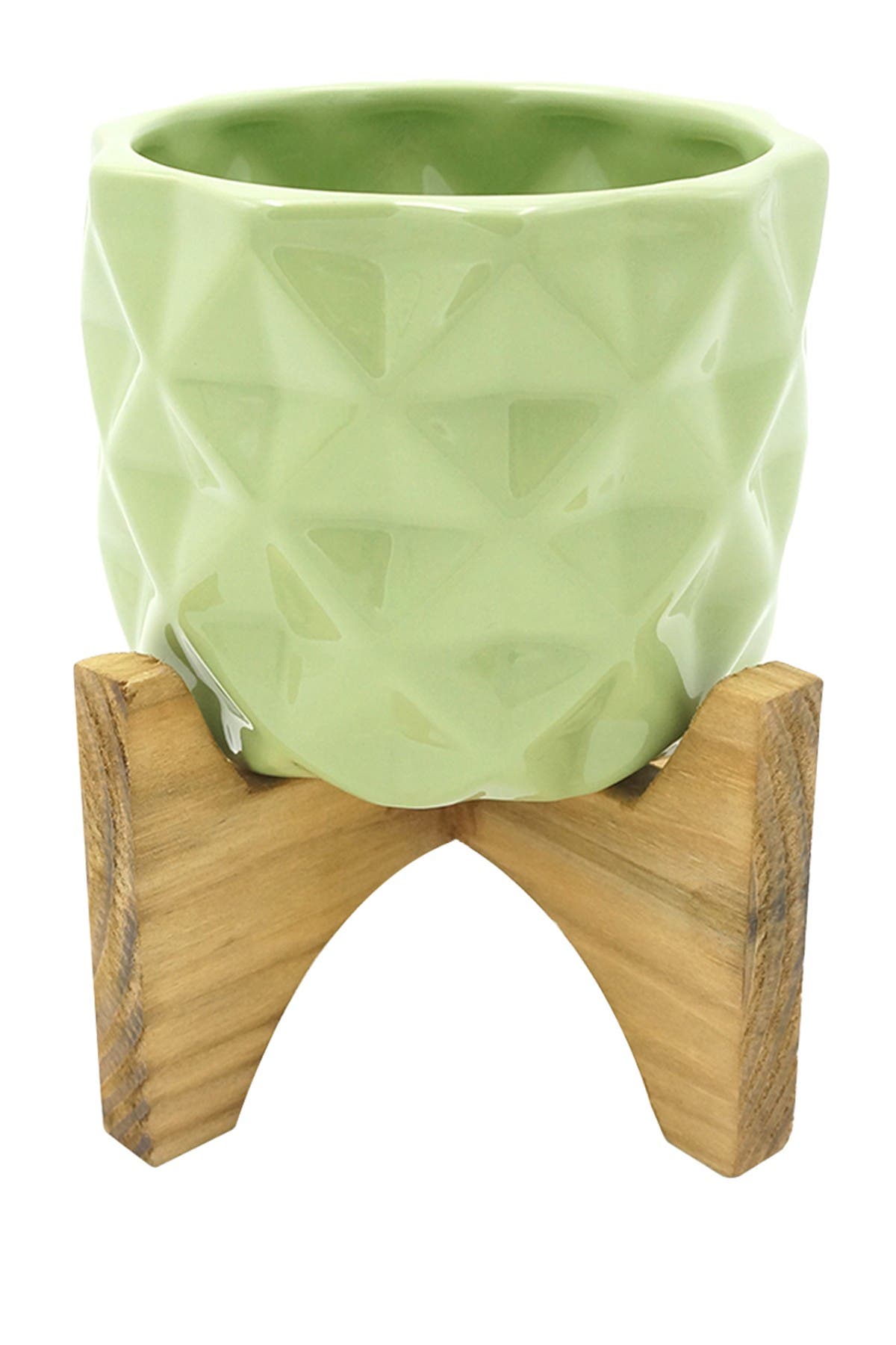 DREW ROSE DESIGNS Textured Ceramic Planter on Wooden Stand | Nordstromrack