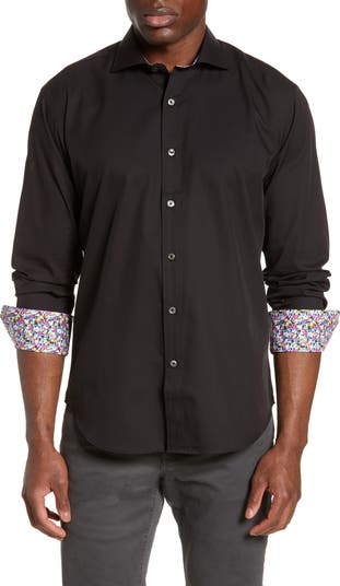 Bugatchi Shaped Fit Floral Cuff Cotton Shirt | Nordstromrack