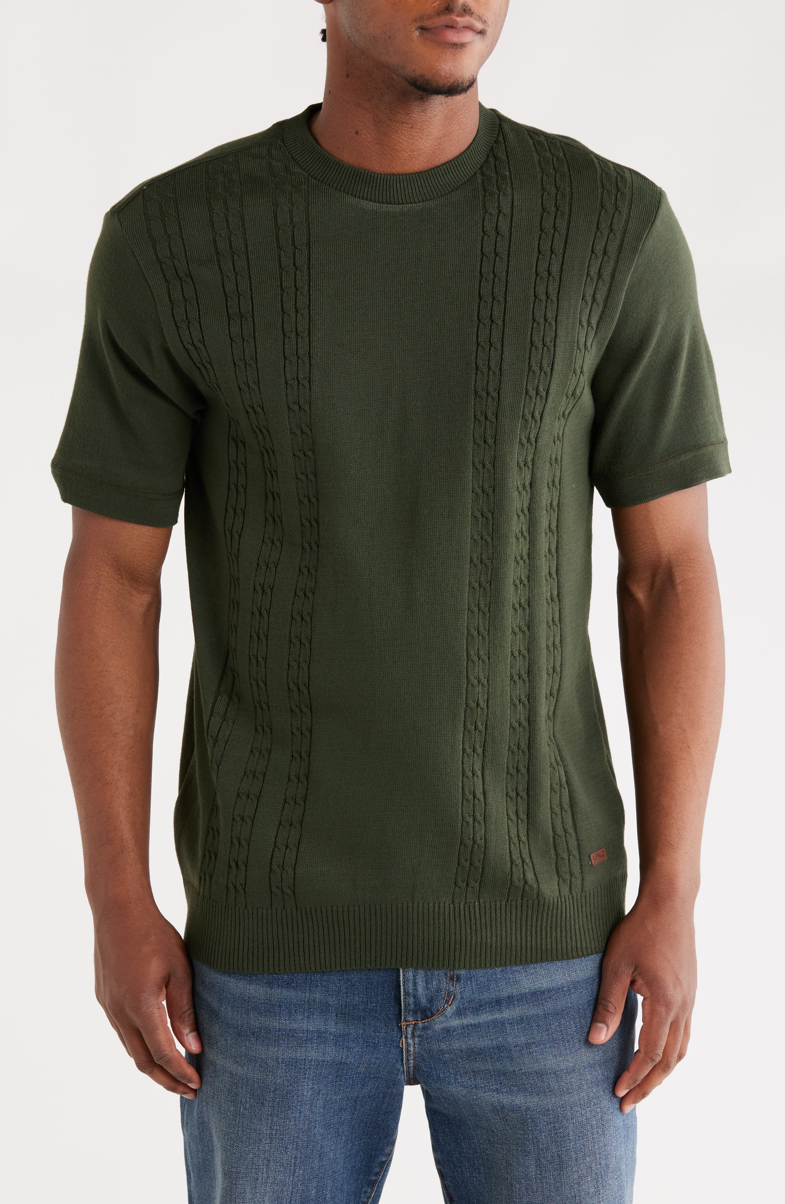 Buffalo Jeans Welburn Cable Stitch Short Sleeve Sweater | Nordstromrack