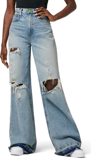 Hudson Jeans Zoe Ripped High Waist Released Hem Wide Leg Jeans ...