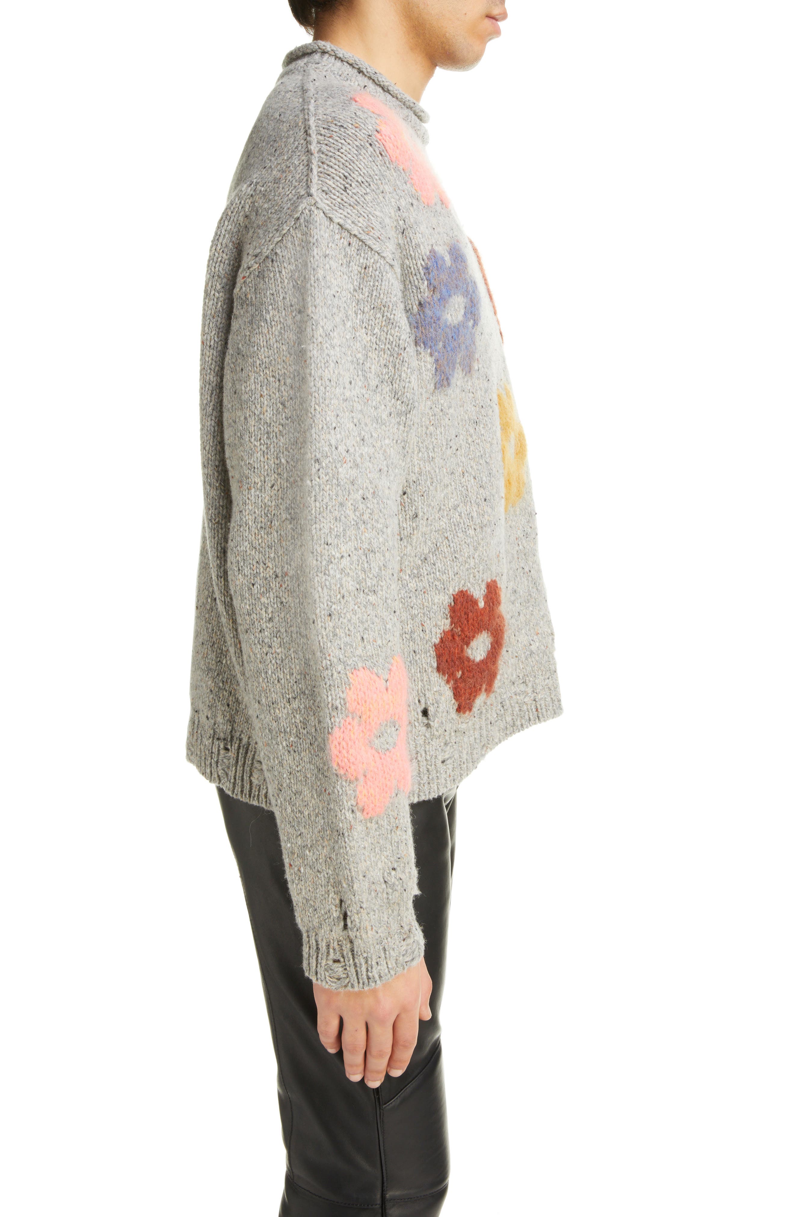 Acne Studios Floral Intarsia Wool Blend Sweater | Nordstrom