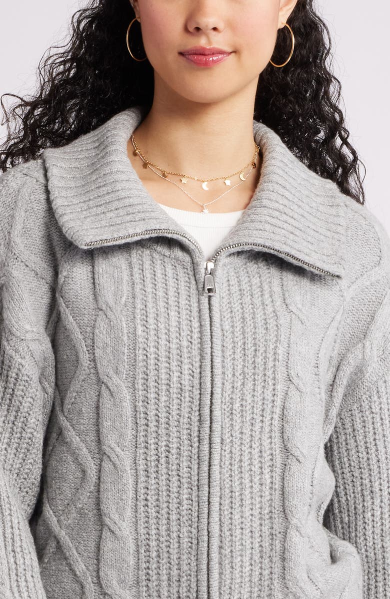BP. Mock Neck Cable Knit Zip Cardigan | Nordstromrack