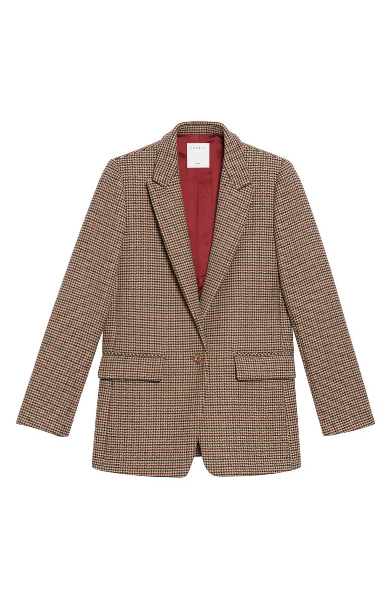 SANDRO Queen Check Wool & Cotton Blend Blazer | Nordstromrack
