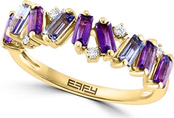 EFFY 14K Yellow Gold Amethyst & Diamond Ring | Nordstromrack
