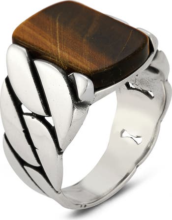 Yield of Men Sterling Silver Tiger's Eye Signet Ring | Nordstromrack