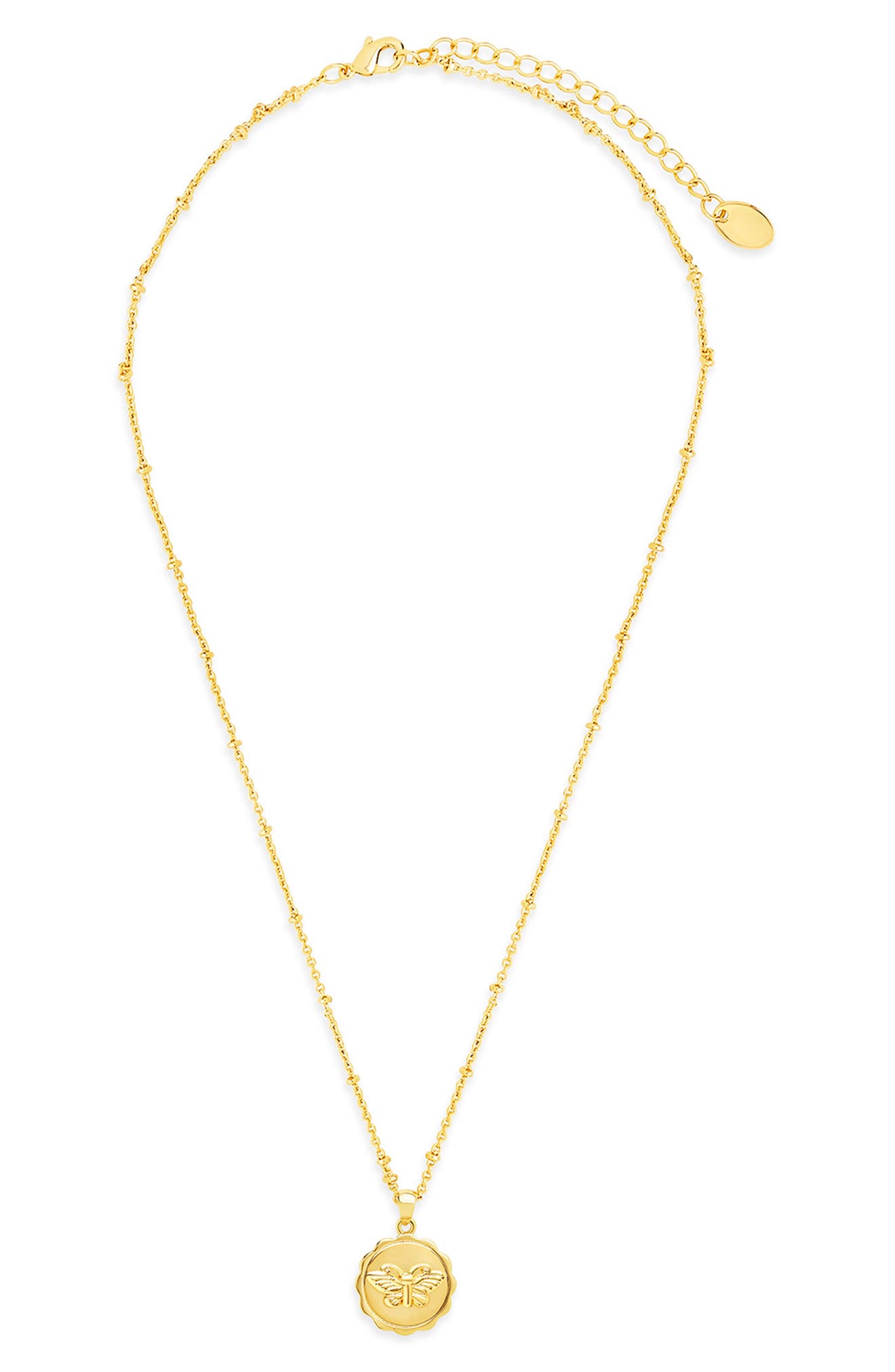 Sterling Forever 14K Gold Plated Butterfly Beaded Chain Pendant ...