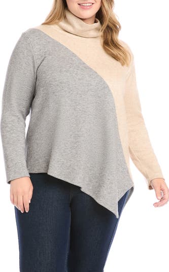Karen Kane Asymmetric Colorblock Turtleneck Sweater | Nordstrom