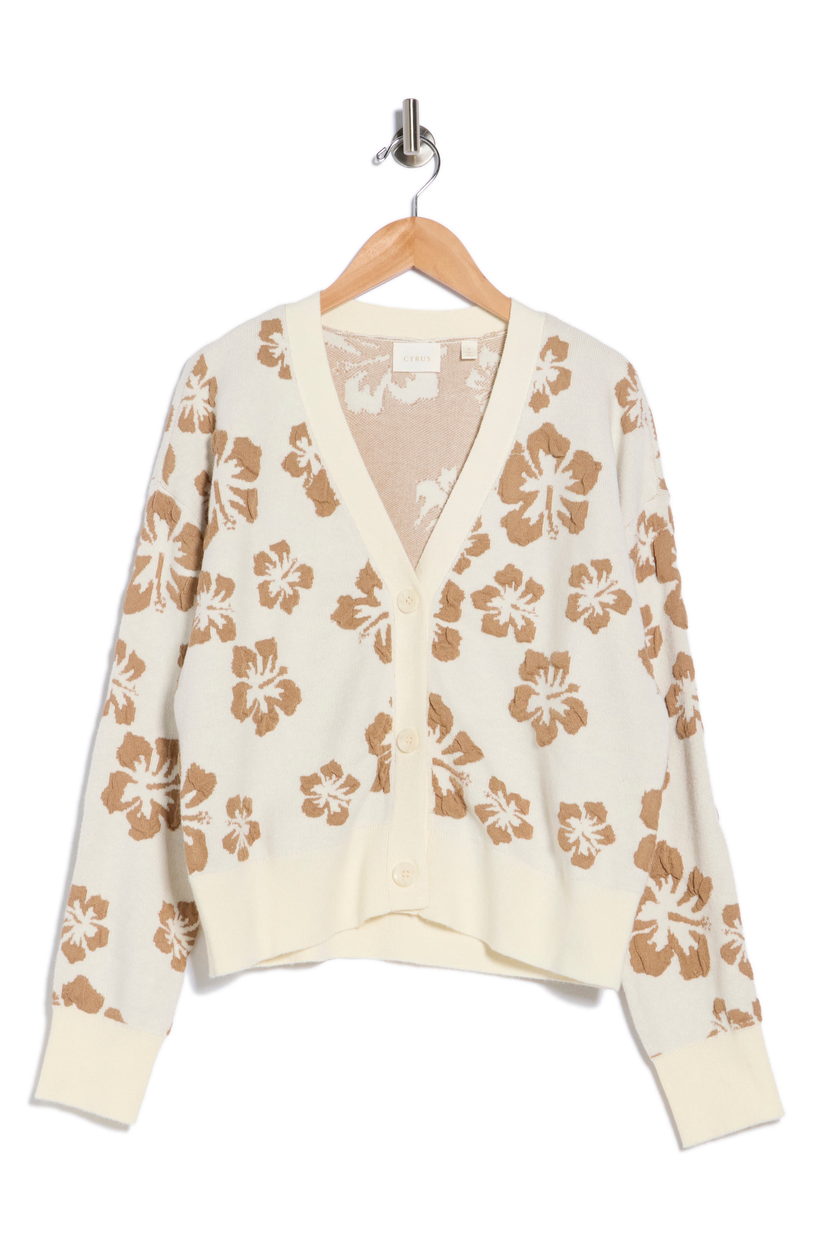 CYRUS Textured Floral V-Neck Cardigan | Nordstromrack