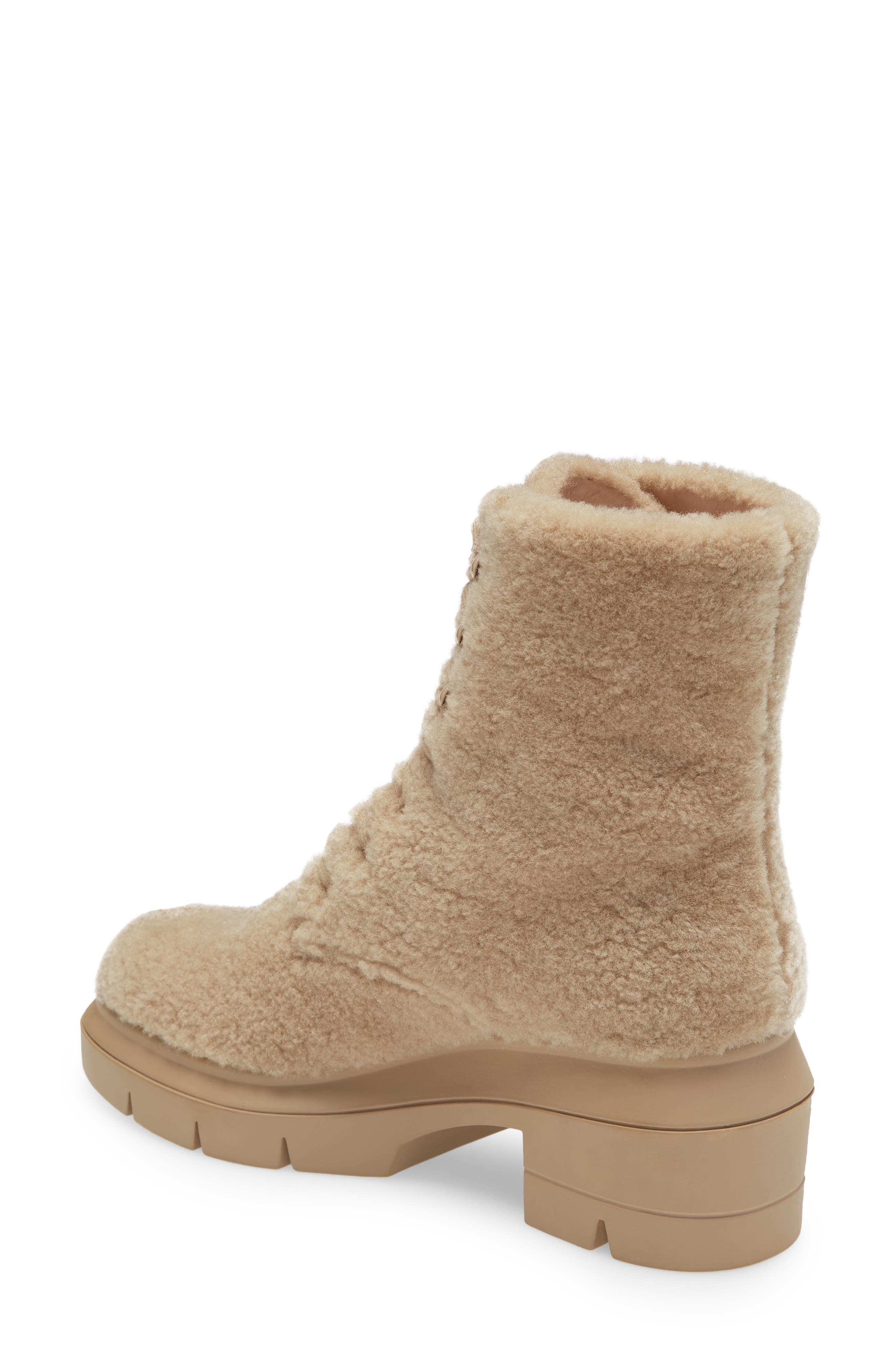 Stuart Weitzman Nisha Chill Genuine Shearling Combat Boot (Women ...