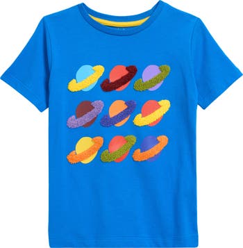 Mini Boden Kids' Space Bouclé Appliqué Cotton T-Shirt | Nordstrom