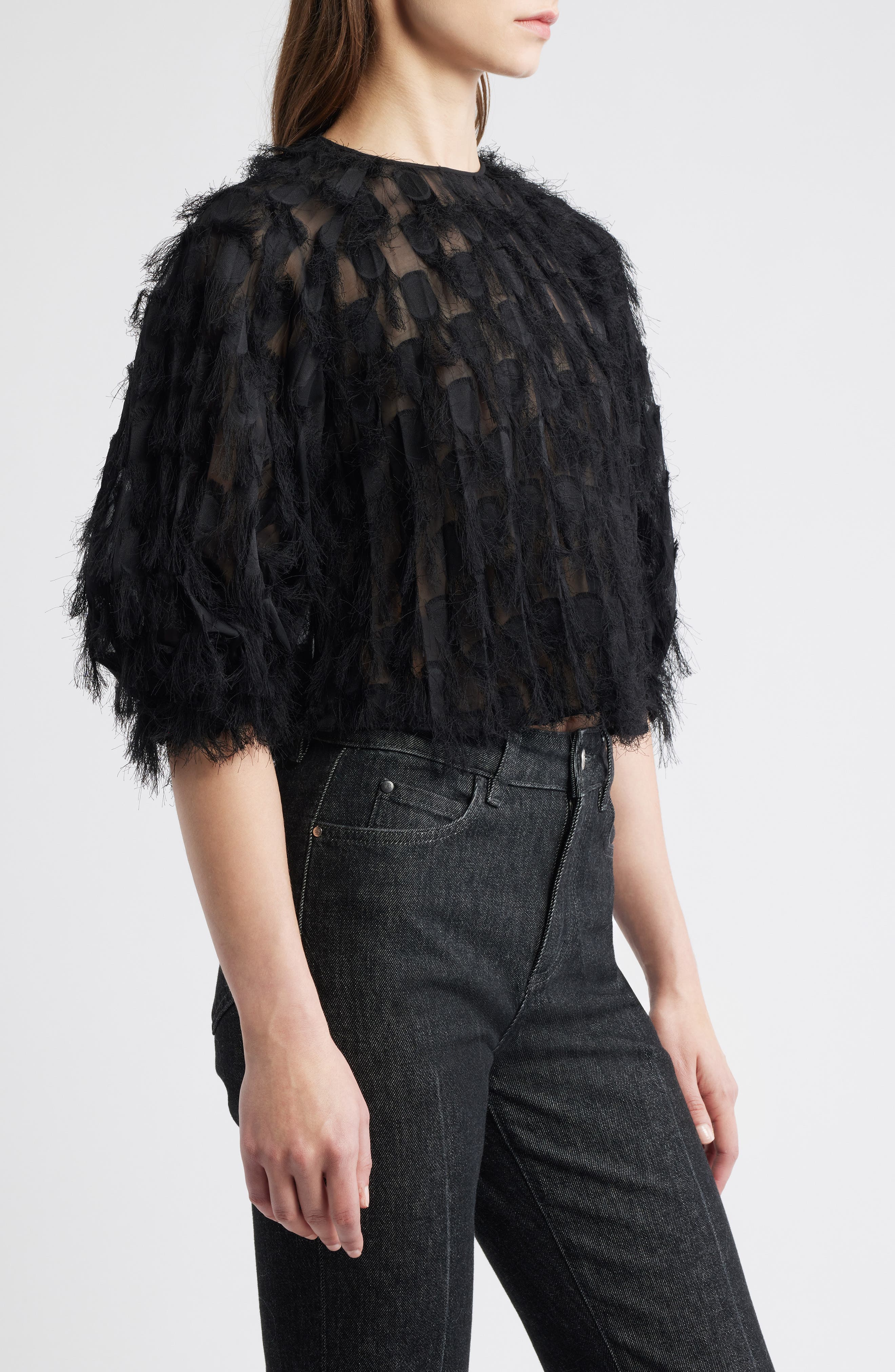 BOSS Baima Fray Texture Top | Nordstrom