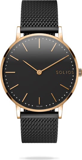 Solios Watches The Solar Classic | Black Dial - Rose Gold Case | Nordstrom