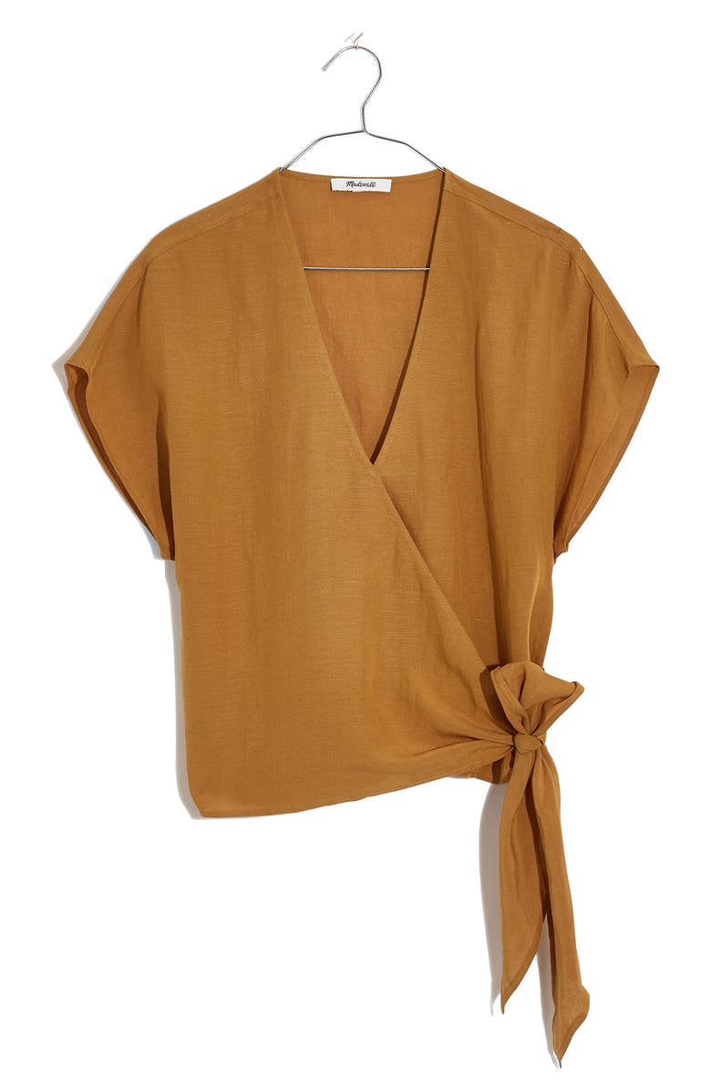 Madewell Linen Blend Sash Tie Wrap Top | Nordstromrack