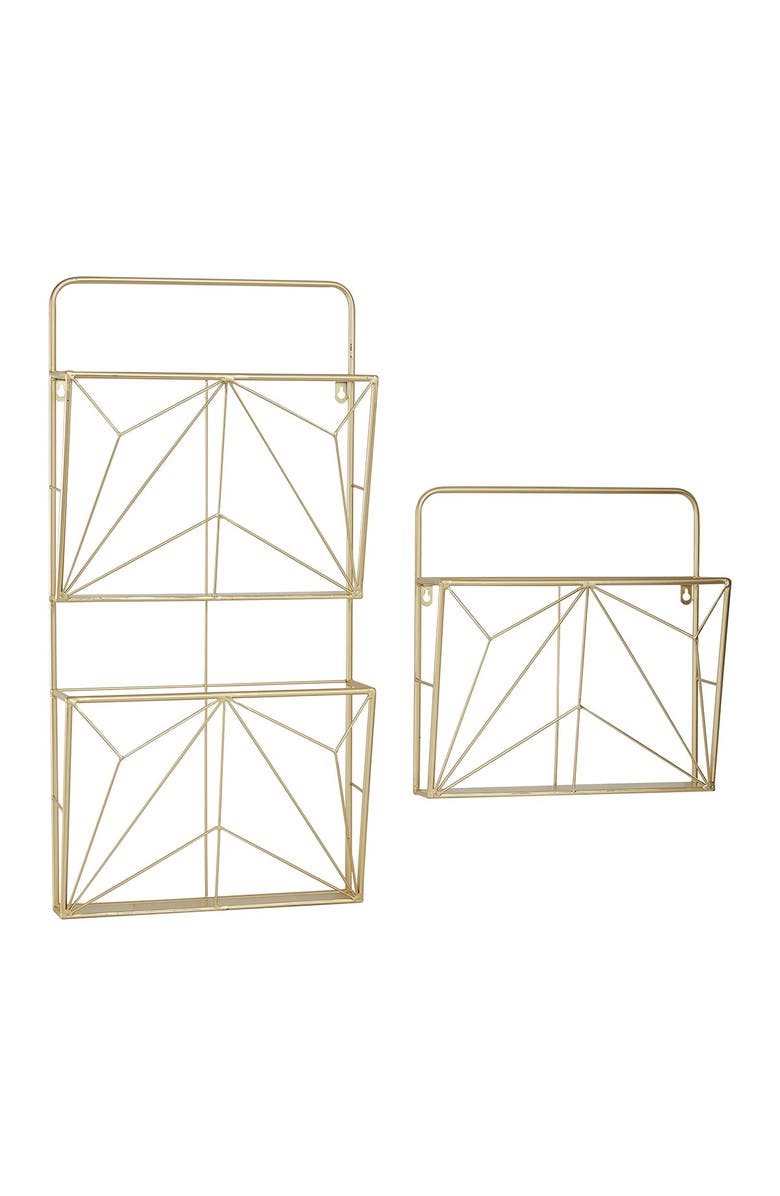 WILLOW ROW Geometric Gold Metal Wall Mail Organizer - Set Of 2: 15 ...