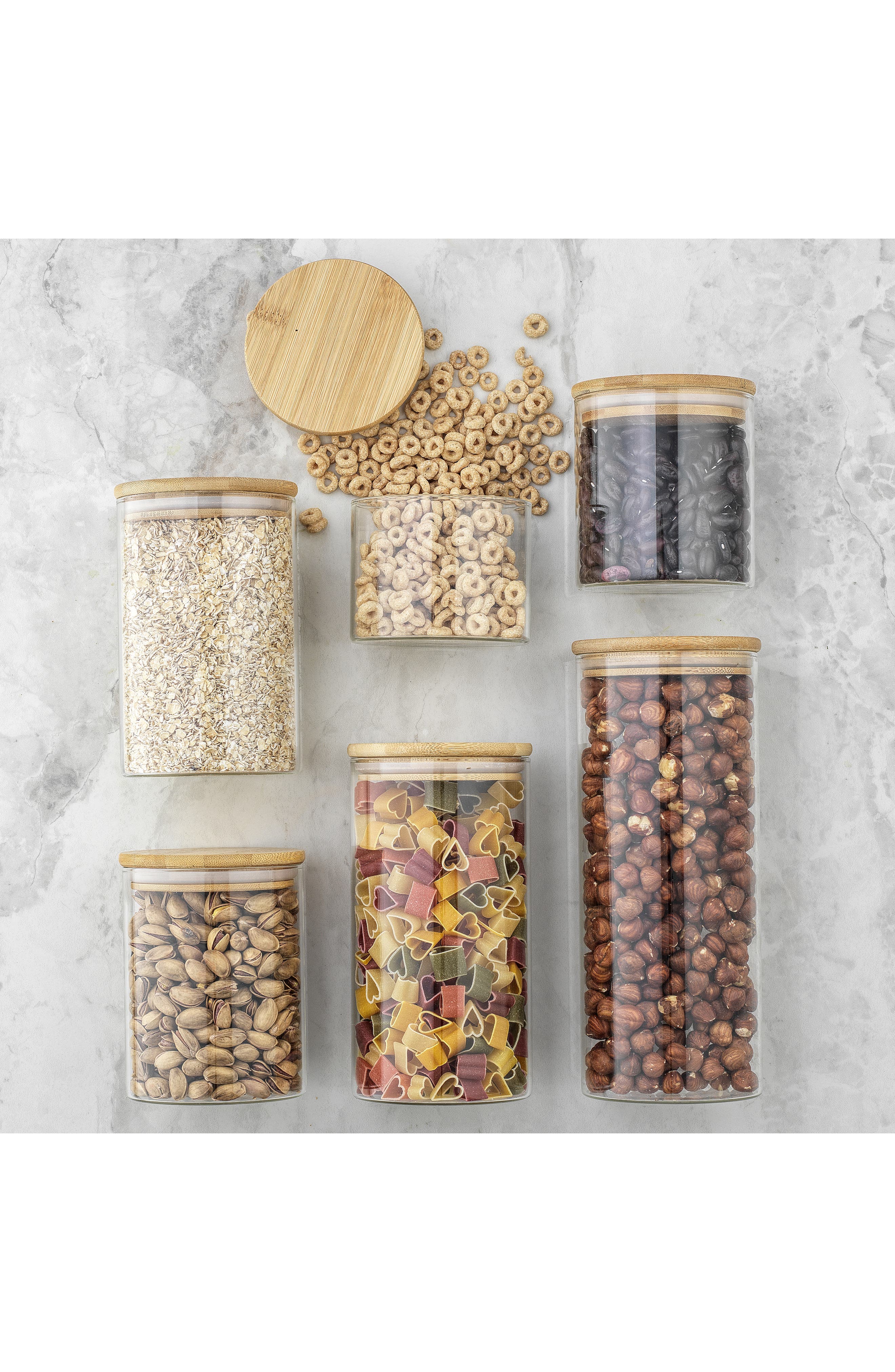 JoyJolt Set of 6 Multisize Glass Jars with Airtight Bamboo Lids ...