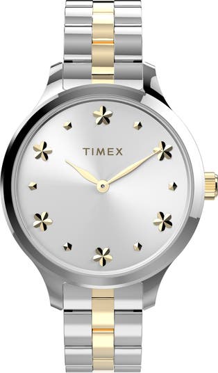 Timex® Peyton Floral Two-Tone Bracelet Watch, 36mm | Nordstrom
