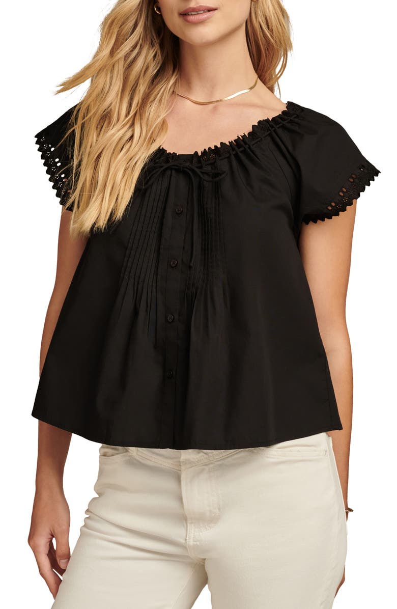 Lucky Brand Eyelet Trim Pintuck Button-Up Top | Nordstromrack